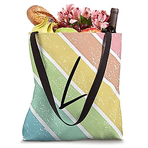Cute Pastel Stripes Personalized Monogram Letter L Colorful Tote Bag