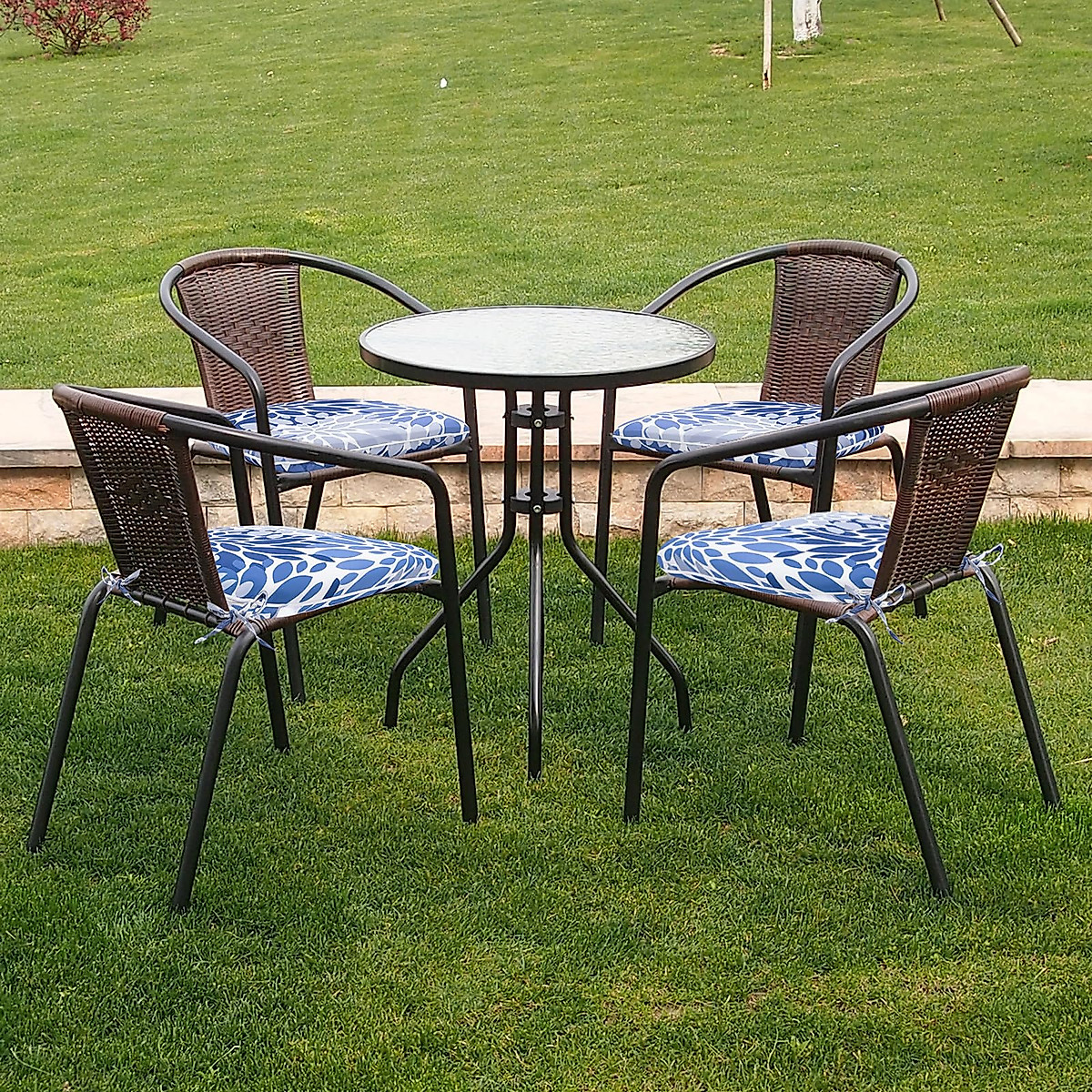 XXPILOS Patio Chair Cushions with Ties Outdoor Chair Cushions Set of 4 for Dining Chairs Outdoor Cushions for Patio Furniture Home Garden 16 * 17 Inch Waterproof