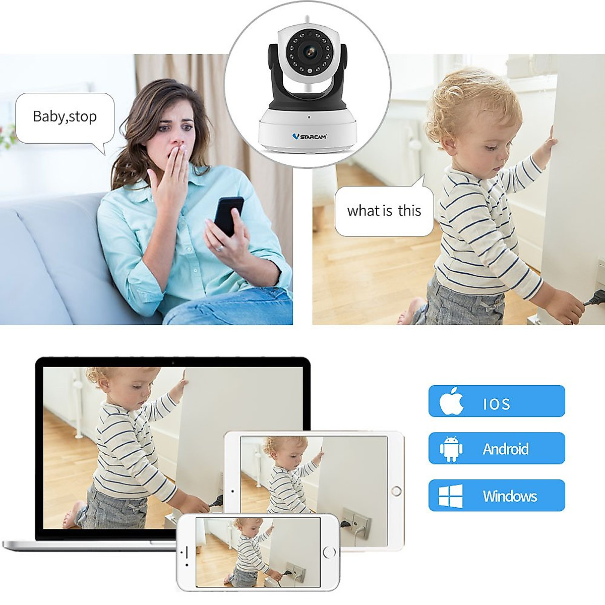 Indoor Security Camera, Cameras for Home Security with Phone App Pet Camera and Motion Detection, 2-Way Audio, Night Vision,Cat/Dog/Nanny/Baby Camera with Cloud Service
