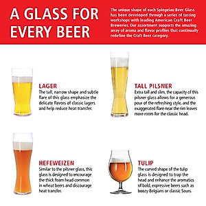 Spiegelau Beer Classics Tulip Glasses, Set of 4, European-Made Lead-Free Crystal, Modern Beer Glasses, Dishwasher Safe, Professional Quality Beer Tulip Glass Gift Set, 15.5 oz