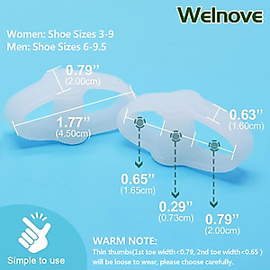 Welnove Pack of 12 Bunion Corrector, Toe Separators with 2 Loops, Big Toe Spacer Suitable for Bunion and Overlap Toe (White)