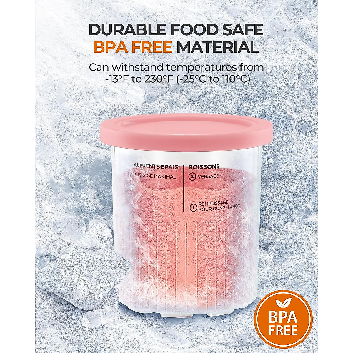 Northmas For Ninja Creami Deluxe Pints and Lids - 4 pack, 24oz XL Ninja Creami Deluxe Pint Containers Compatible with 11-in-1 NC500 NC501 Series Ice Cream Maker, Dishwasher Safe, BPA Free