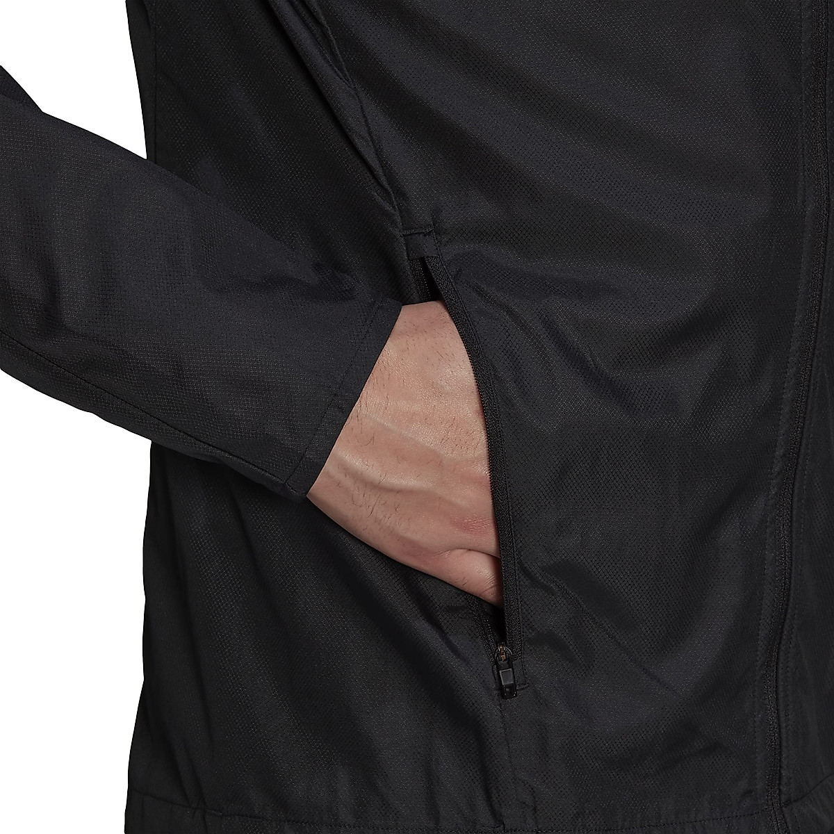 adidas Men's Marathon Jacket 3-Stripes, Black/White, X-Large