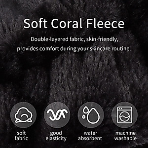 WHAVEL 9 Pack Black Microfiber Hairband for Washing Face, Makeup Headband Skincare Headbands Bow Headbands Facial Headband Soft Fluffy Headband for Women (A. Black)