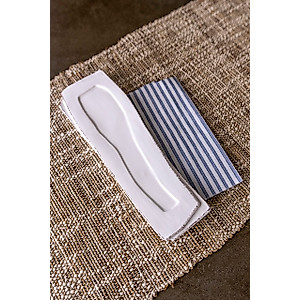 Vietri Lastra White Spoon Rest, 11" Ceramic Cooking/Serving Utensil Tray, Stove/Counter Decor
