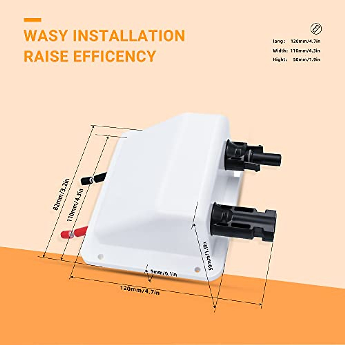 Trisinger Solar Cable Entry Gland, 0.33ft 10AWG Soft Solar Extension Cable and Connector, UV Resistance Dual Cable Entry Gland Housing on Rv, Boat, Camper (0.33Ft White)