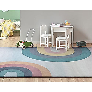 Well Woven Kids Rugs Kaleidoscope Rainbow 5' x 7' Multi Pastel Modern Printed Machine Washable Area Rug
