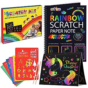 DEVRNEZ DIY Toys Rainbow Scratch Papers: Coloring Scratch Off Arts and Crafts for Kids 3-12 Year Old Girls Toys Magic Notebook with Pencils for Age 4-10 Boys Gift Toy Game Birthday Party Gifts