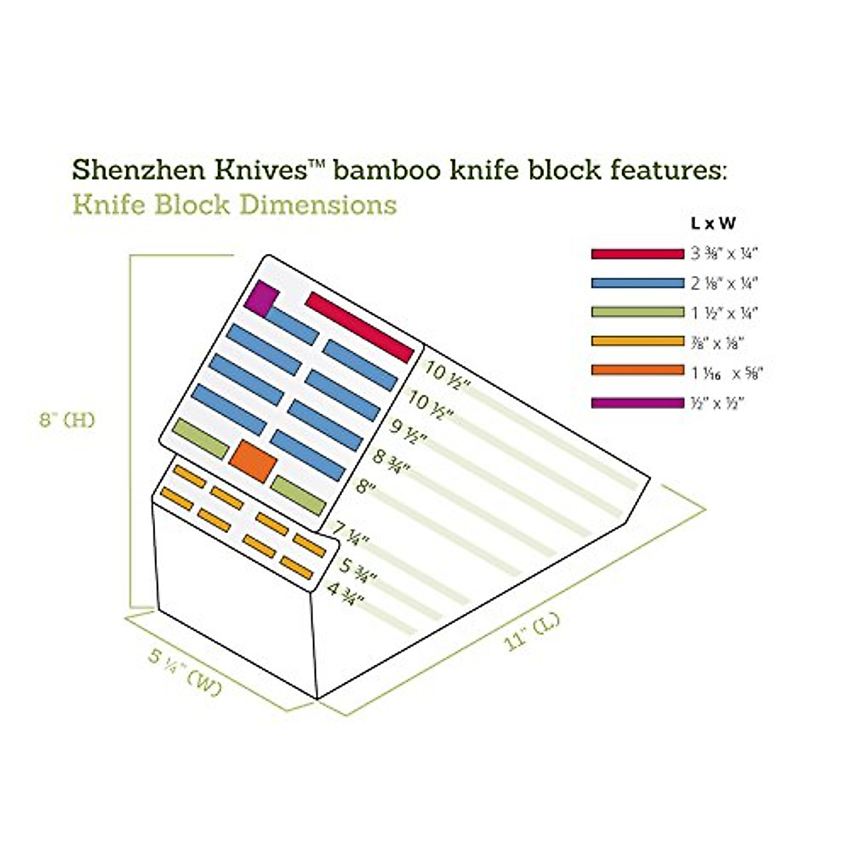 20 Slot Universal Knife Block: Shenzhen Knives Large Bamboo Wood Knife Block without Knives - Countertop Butcher Block Knife Holder and Organizer with Wide Slots for Easy Kitchen Knife Storage
