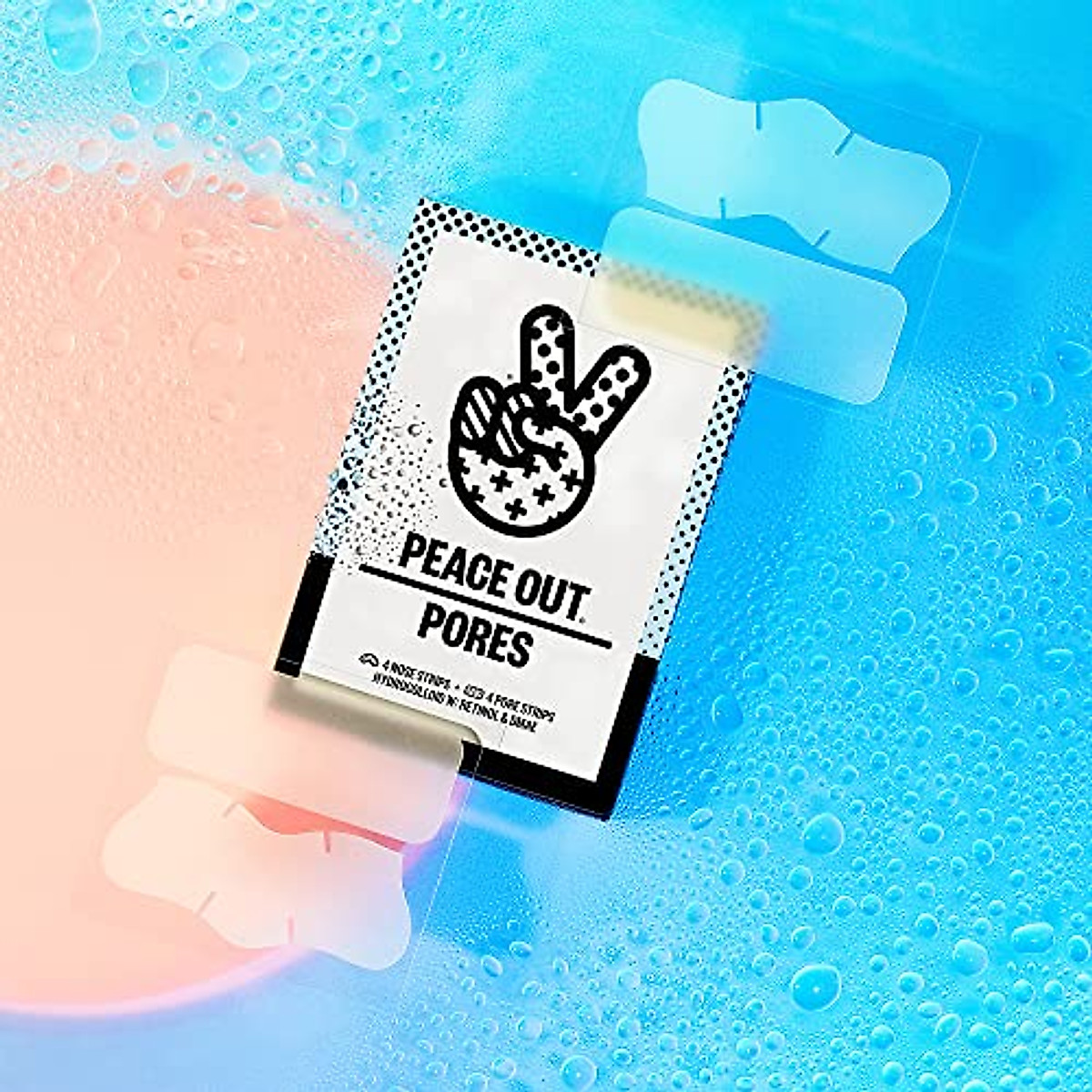 PEACE OUT Skincare Pores. Hydrocolloid Pore-Refining Nose and Face Strips with Vitamin A to Shrink Enlarged Pores and Remove Excess Oil (4 pore and 4 nose strips)