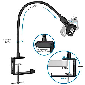 ZealSound Microphone Stand,Flexible Gooseneck Desktop Mic Stands Holder with Heavy Duty Desk Clamp,3/8" to 5/8" Screw Adapter Include 360 Adjustable Compact Mic Arm for Blue Snowball Ice Spark (Black)
