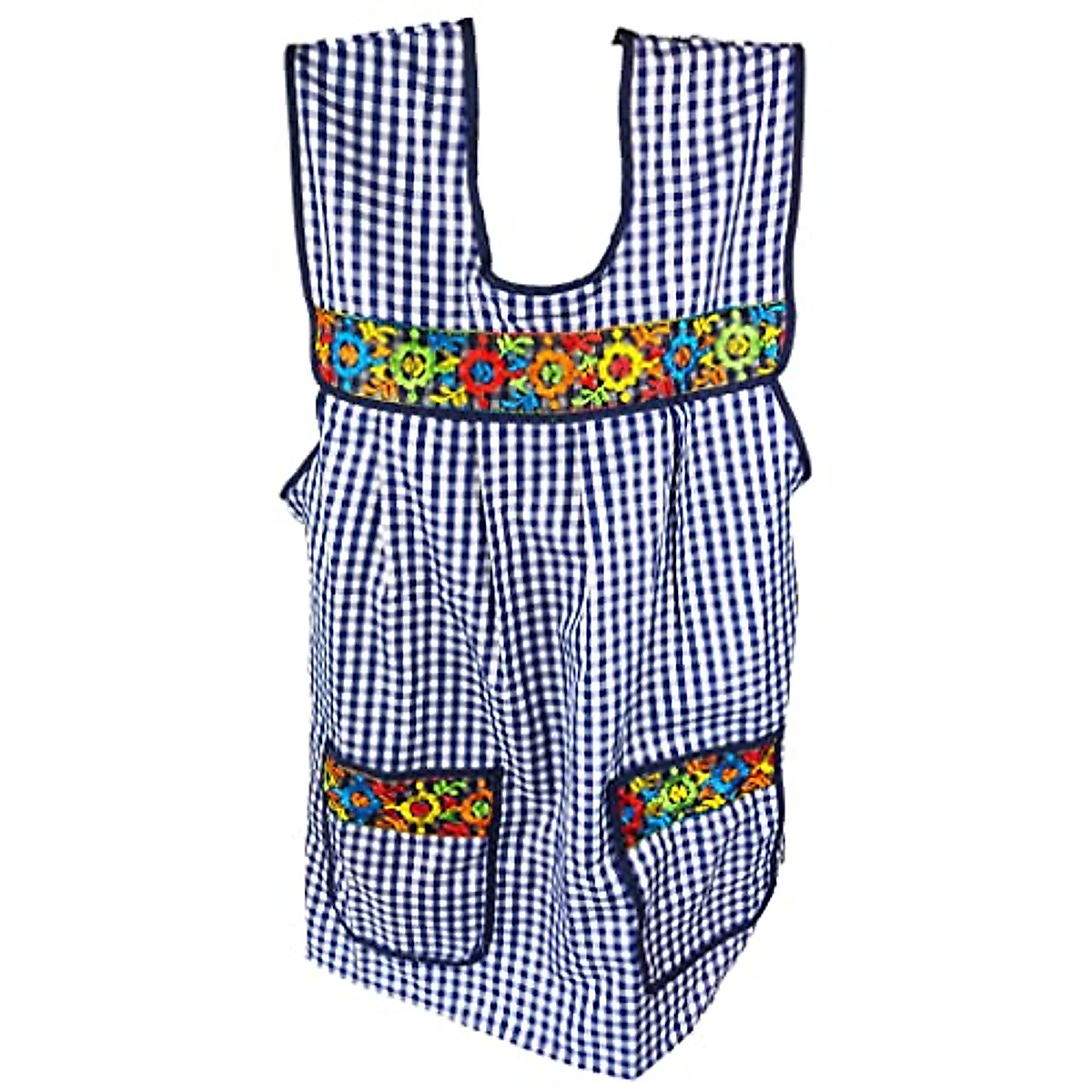 cuitáxi Traditional Mexican apron for women with pockets beautiful flower embroidery - Mandiles para mujer mexicanos mandil