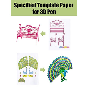 3D Printing Drawing Book, Reusable Colorful 40 Patterns Thick Paper Template with a Clear Plate, Painting Graffiti Template for 3D Pen Kids DIY Gift