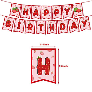 GLASNES Strawberry Happy Birthday Banner Strawberry Birthday Party Decorations Baby Shower Summer Fruit Birthday Party