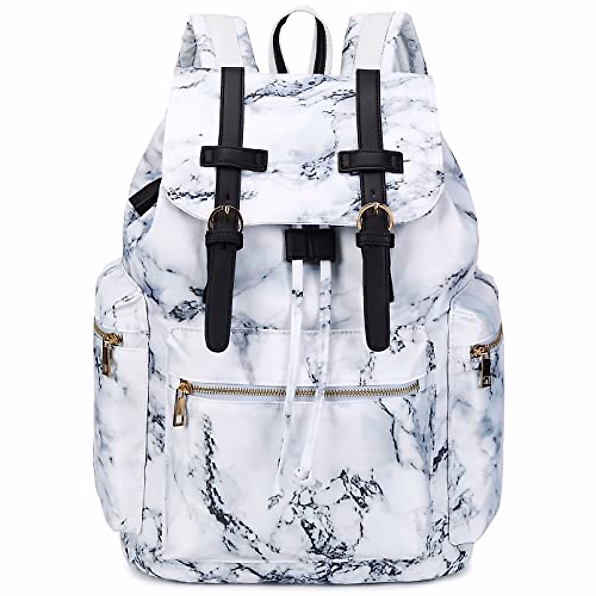 Bluboon Girls School Backpack Women College Bookbag Lady Travel Rucksack 15.6Inch Laptop Bag with Charge Port (A-Marble)