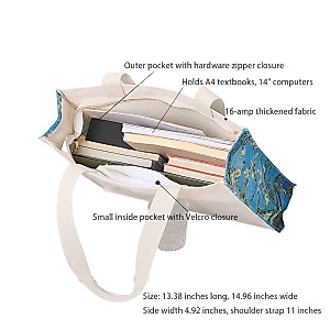 LZ Almond Blossom canvas tote bag aesthetic original design oil painting art for women girl reusable eco-friendly tote bag Van Gogh Series Canvas Tote Bag