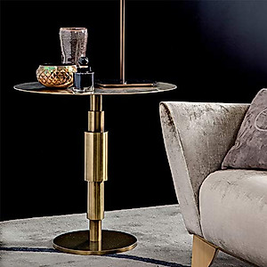Articles for daily use Light Luxury Stainless Steel Round Sofa Side Table Living Room Coffee Table, Metal Frame, Living Room Sofa Side Table bar Small Round Table Coffee Table, Gold