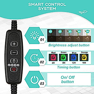 Seed Starter Tray Kit with Grow Light(2023 Upgrade 8 Full-Spectrum LED, Timer, Dimming, Higher Humidity Dome) 5 Pack Seedling Sprouting Trays Indoor Gardening Gifts Supplies Greenhouse Germination Kit