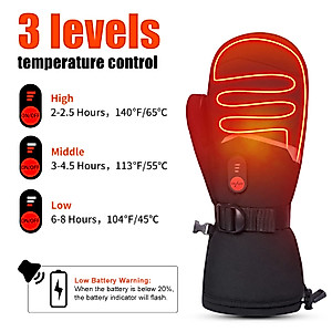 Heated Ski Gloves Mens Women Kids Mittens Electric Rechargeable Battery Gloves for Winter Skiing Skating Snow Camping Hiking Heated Arthritis Hand Warmer Gloves