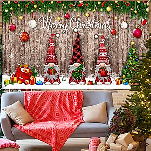 Christmas Backdrop Merry Christmas Party Decoration Christmas Photo Banner Signs Xmas Photography Background Photo Props for Winter New Year Xmas Eve Family Party Decoration Supplies (Gnome)