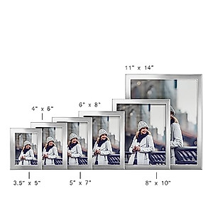 Renditions 6x8 inch Solid Wood Picture Frame, High Definition Glass and High-end Modern Style Ready for Wall and Tabletop Photo Display, Silver Frame