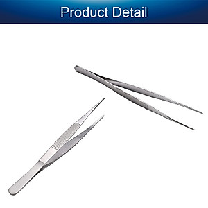Utoolmart 1Pcs 200mm Lenght Stainless Steel Straight Pointed Tweezers with Serrated Tip