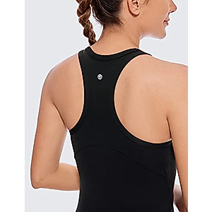 CRZ YOGA Butterluxe Womens Racerback Tank Top High Neck Workout Tops Athletic Sleeveless Top Camisole Gym Tanks Black Medium