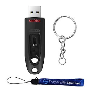 SanDisk 32GB Flash Drive Ultra 3.0 High Performance USB Drive (SDCZ48-032G-U46) Thumb Drive Bundle with (1) Everything But Stromboli Lanyard & Key Ring
