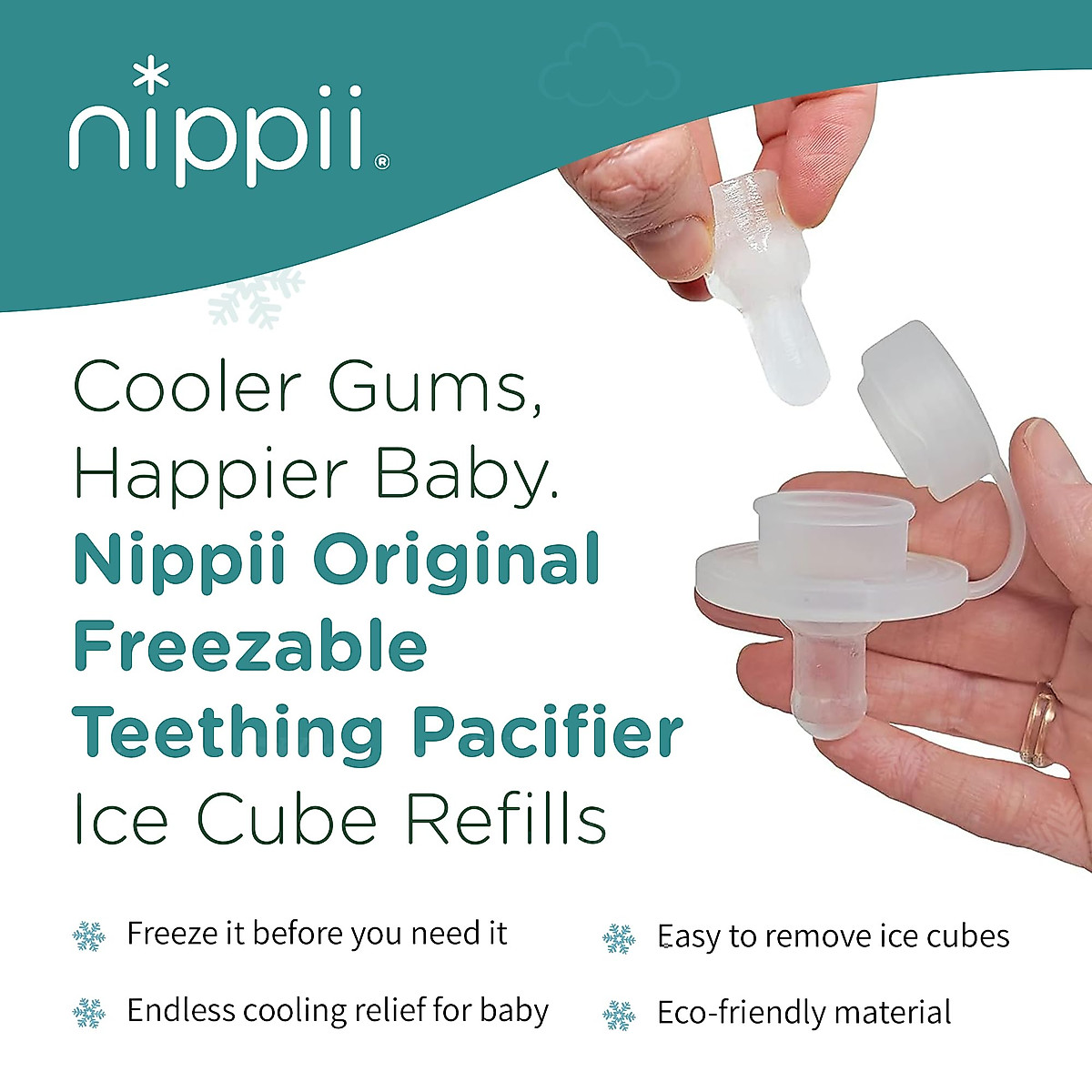 Nippii Ice Cube Tray for Freezable Teether Pacifier - BPA Free Silicone Ice Cube Trays for Freezer - Designed to Fit Nippii Teething Pacifier - Ideal for Baby Teething Relief - Makes 6 Small Ice Cubes