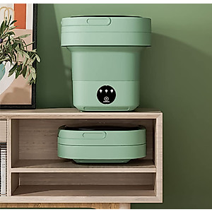 6.5L Folding Washing Machine，Mini 3 Modes Deep Cleaning Portable Clothes Washer and Dryer with Touch Screen and Drain Basket for Camping,Socks,Baby Clothes