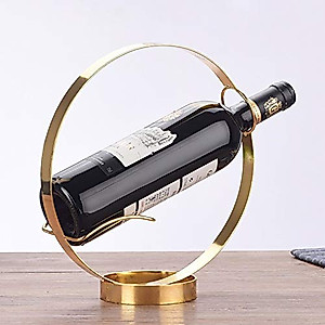 ZHIQ Single Bottle Countertop Wine Holder, Free Standing Metal Wine Rack, Wine Bottle Storage Holder, Display Shelf for Tabletop, Silver/Gold/Bronze