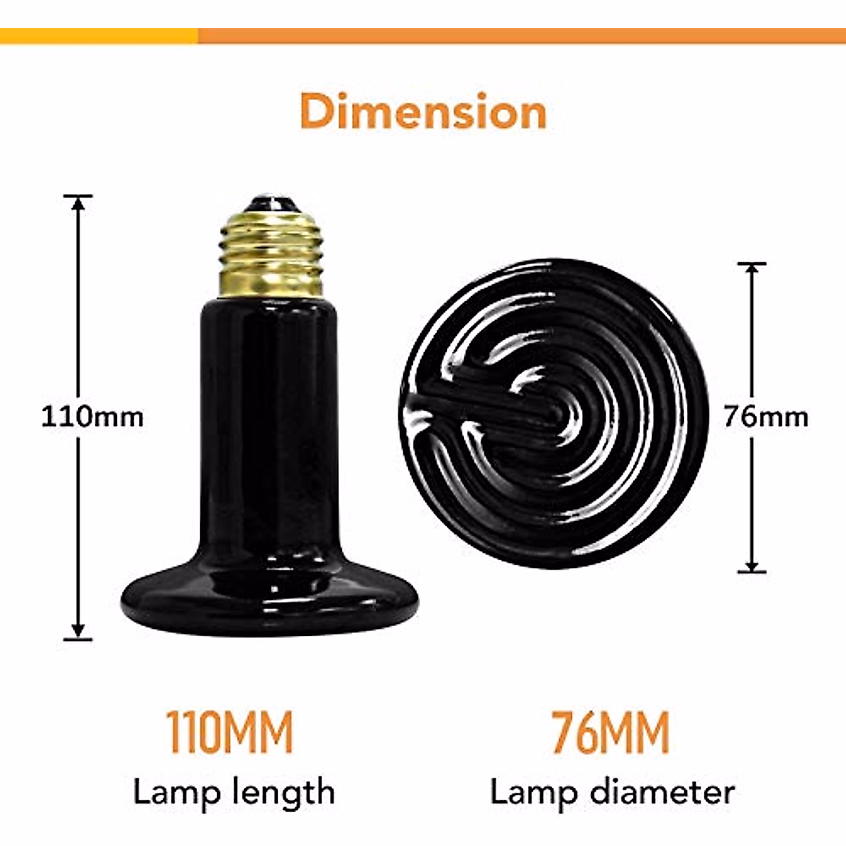 Simple Deluxe 60W Reptile Ceramic Heat Emitter Heat Lamp Bulb No Light Infrared Brooder Heater, Digital Thermometer and Hygrometer with Temp & Humidity Probe for Amphibian Tank/Egg Incubator