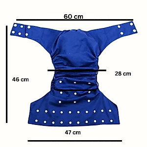 Kawaii Adult Cloth Diaper, Large Adult Nappy with 1 Super Absorbent Diaper Insert, Adjustable Reusable for Incontinence Leakproof Protective Underwear - Blue