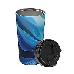 WANGXUEE Abstract Blue Print 500ml Stainless Steel Travel Tumbler Double Wall Vacuum Insulated Coffee Mug