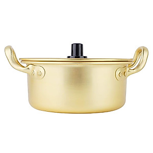 Pot,`Ramen Pot, Korean Ramen Cooking Pot Korean Ramen Noodle Pot Fast Heating Hot Shin Ramyun Aluminum Pot For Kitchen Cookware with Lid,Handles for Soup, Curry, Pasta and Stew(16cm)