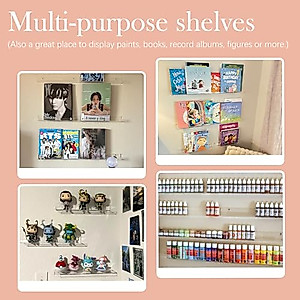 FEMELI Nail Polish Wall Rack: 6 Shelves 15 Inch Clear Acrylic Nail Polish Organizer for 66-90 Bottles Multi-Purpose Acrylic Floating Shelves (15 Inch, Clear)