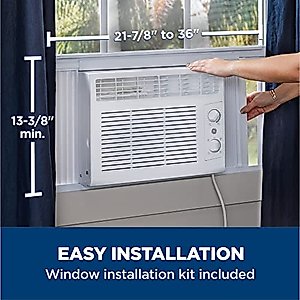 GE Window Air Conditioner 5000 BTU, Efficient Cooling For Smaller Areas Like Bedrooms And Guest Rooms, 5K BTU Window AC Unit With Easy Install Kit, White