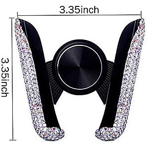 Bling Car Phone Holder Mini Car Dash Air Vent Automatic Phone Mount Universal 360°Adjustable Crystal Auto Car Stand Phone Holder Car Accessories for Women and Girls (White)