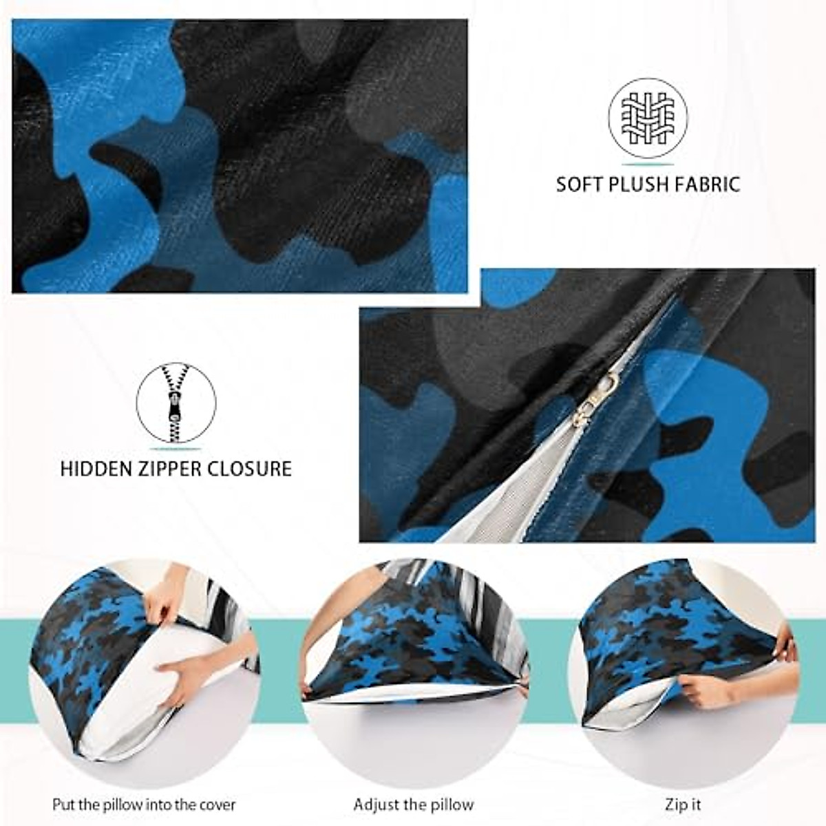 Camouflage Pillowcase for Hair and Skin Body Pillow Cover Body Pillow Case Standard Size 20"X 26" Super Soft Pillow Case with Zipper for Pillow