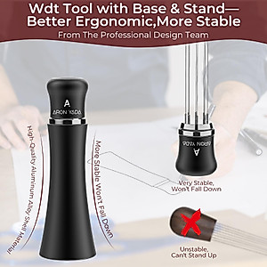 AronYada WDT Espresso Tool, Espresso Distribution Tool,8 X 0.4mm Espresso Coffee Stirrer Tool for Barista,Extra 304 Stainless Steel 8 Needles for Replacement,Aluminum Alloy Handle(Black)