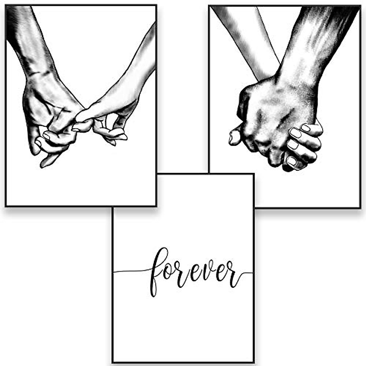 Hands Forever Framed Canvas Wall Art - Bedroom Decor for Couples