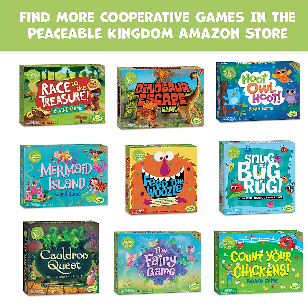 Peaceable Kingdom Race to the Treasure! Cooperative Path Building Game for 2 to 4 Kids Ages 5+