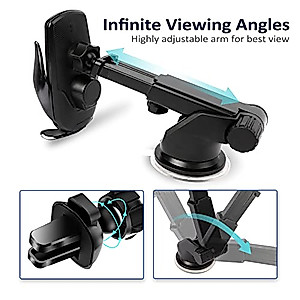 Wireless Car Charger,15W Fast Charging, Phone Holder Mount, Auto Clamping, Phone Mount Phone Holder for iPhone 14 13 12 11, Samsung Galaxy S23+ S22, etc