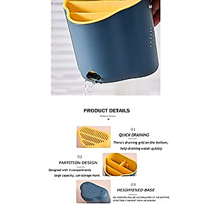 Synoigge Bathroom Shelf Organizer Wall Mounted Kitchen Utensil Holder Floating Shelves Self Adhesive Makeup Brush Holder Plastic Storage Organizer Bins for Kitchen, Bathroom, Countertop (Blue)