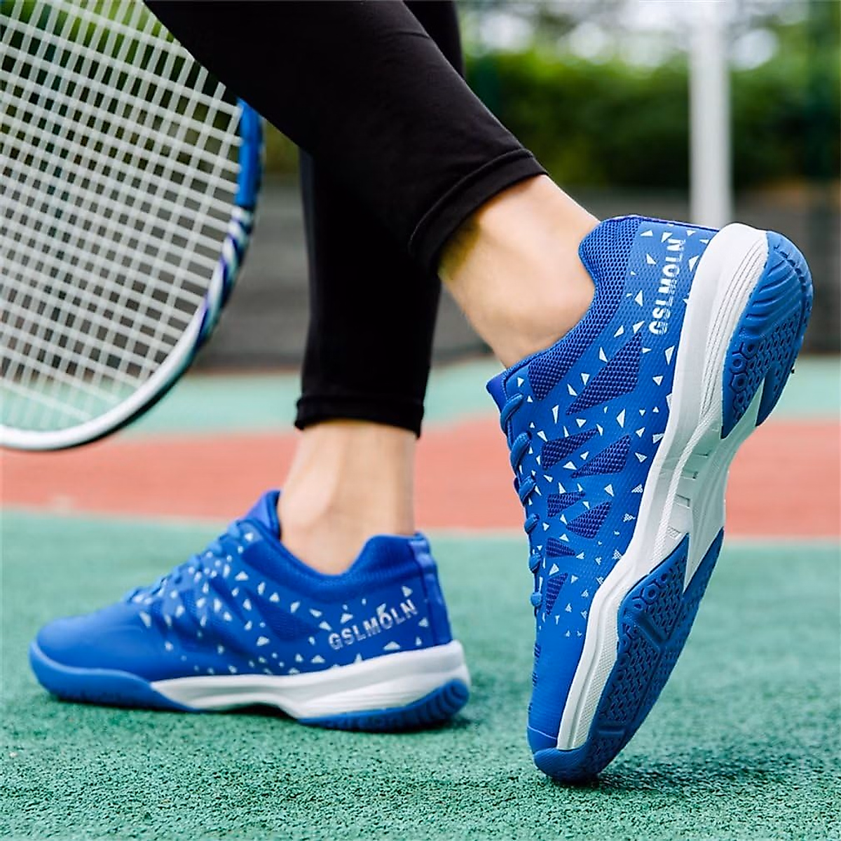Jakcuz Pickleball Shoes for Women Badminton Tennis Shoes Indoor Outdoor Court Training Shoe Racketball Squash Volleyball Sneakers Blue Size 6
