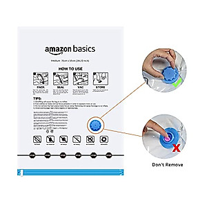 Amazon Basics Vacuum Compression Storage Bags with Hand Pump - 20 Pack (5 Small, 5 Medium, 5 Large & 5 Jumbo)