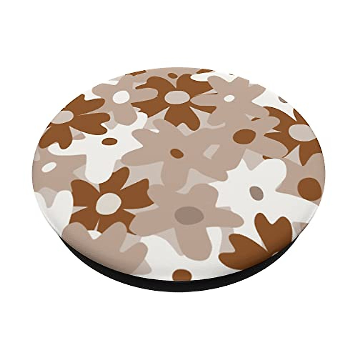 Brown White Beige Flower Retro Modern Boho Bohemian Pattern PopSockets Swappable PopGrip
