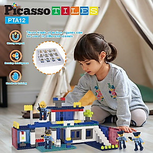 Picasso Toys Magnetic Action Figures Character Law Enforcement for Construction Building Block Tiles Toy Set Magnet Expansion Variety Pack Educational STEM Learning Kit Pretend Playset PTA12