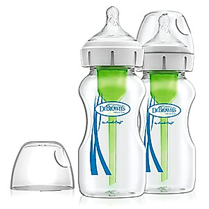 Dr. Brown's Options Glass Wide-Neck Baby Bottles, 2-Pack, 9 oz