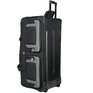 Amaro 120L Large Wheeled Rolling Duffel Bag, Duffel Bag With Wheels, Camping Luggage Bag, Black/Grey, 36 inch